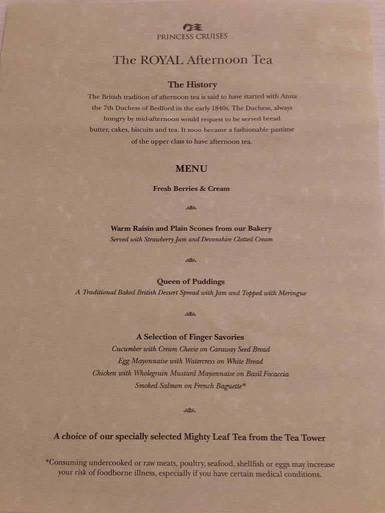 Princess Cruises Menus Cruise With Gambee