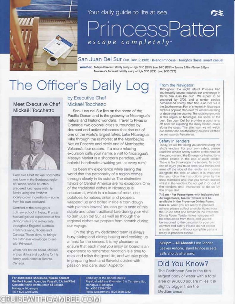 Island Princess Patter Daily Activities – cruise with gambee