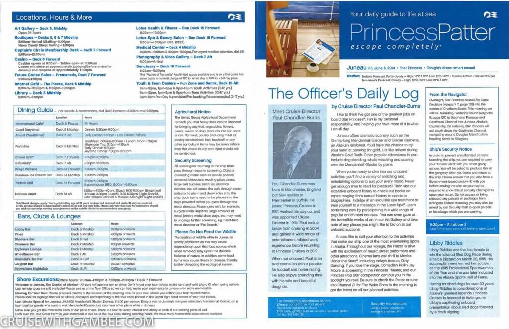 Star Princess Patter Daily Activities – cruise with gambee