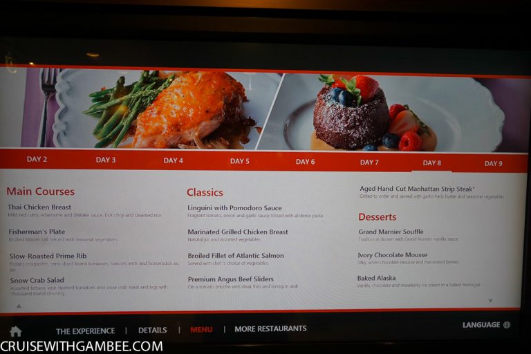 Royal Caribbean Menus – cruise with gambee