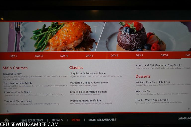 Royal Caribbean Menus – cruise with gambee