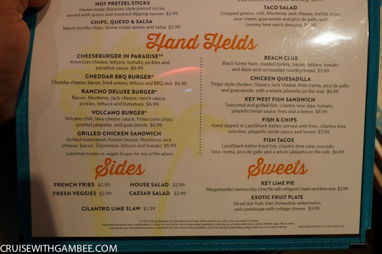 Norwegian Escape Menus – cruise with gambee