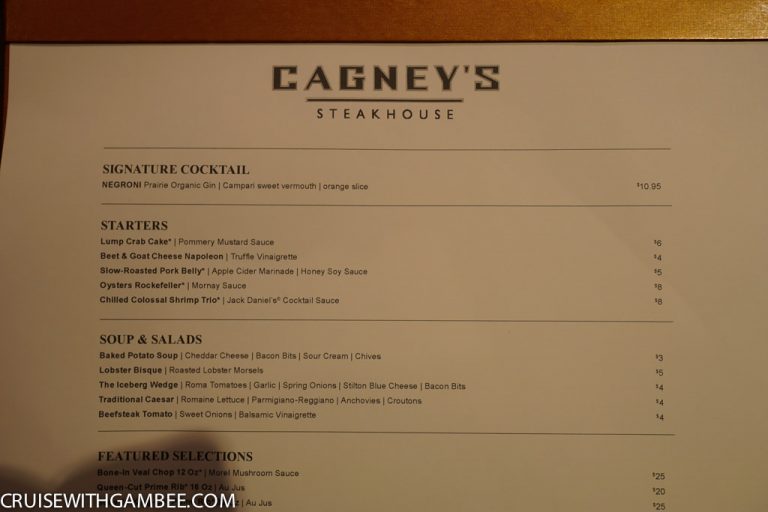 Norwegian Escape Menus – cruise with gambee
