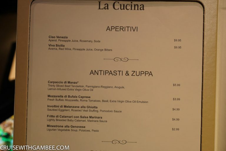 Norwegian Escape Menus – cruise with gambee