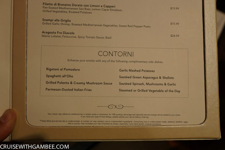 Norwegian Escape Menus – cruise with gambee