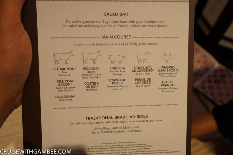 Norwegian Escape Menus – cruise with gambee