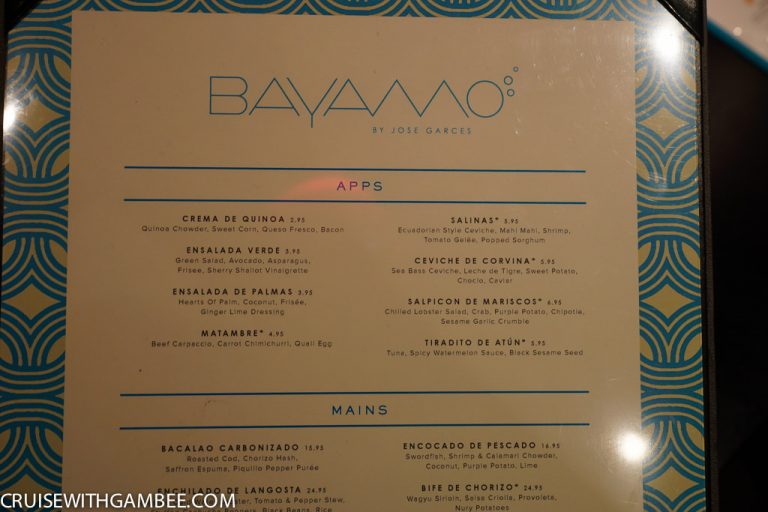 Norwegian Escape Menus – cruise with gambee