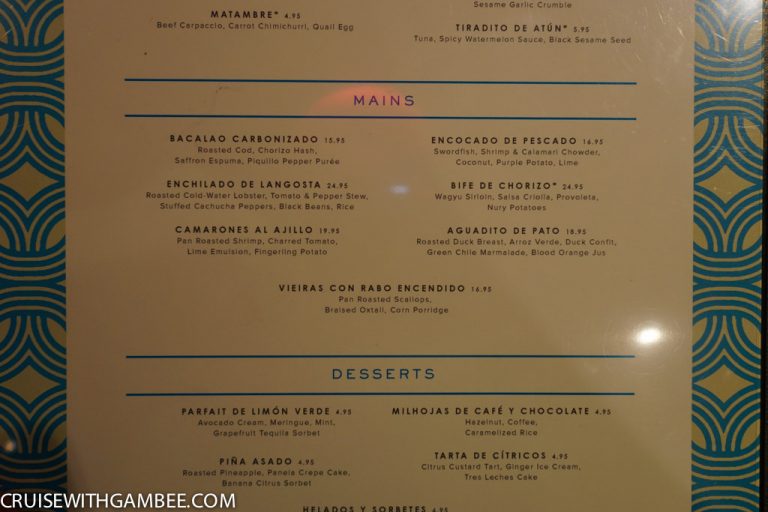 Norwegian Escape Menus – cruise with gambee